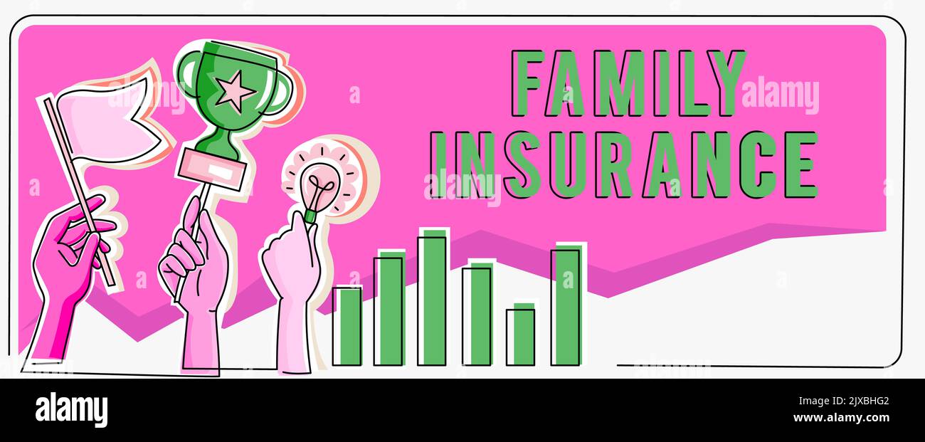 Hand writing sign Family Insurancepaying a partial or full health care ...