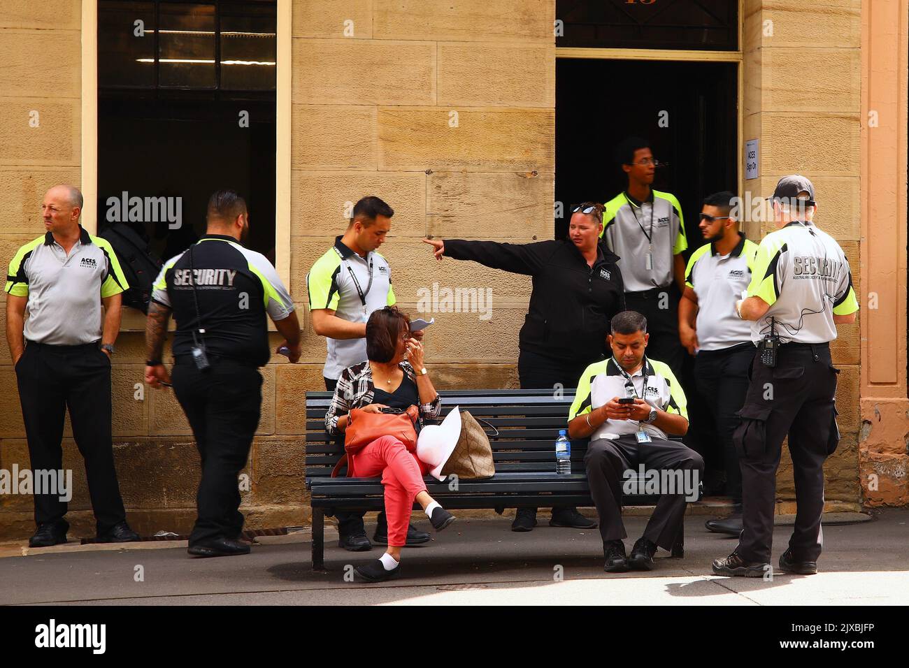Security gather at The Rocks ahead of the New Year's Eve celebrations ...