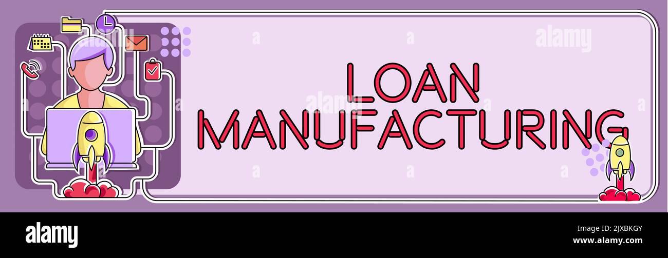Writing displaying text Loan ManufacturingBank Process to check ...