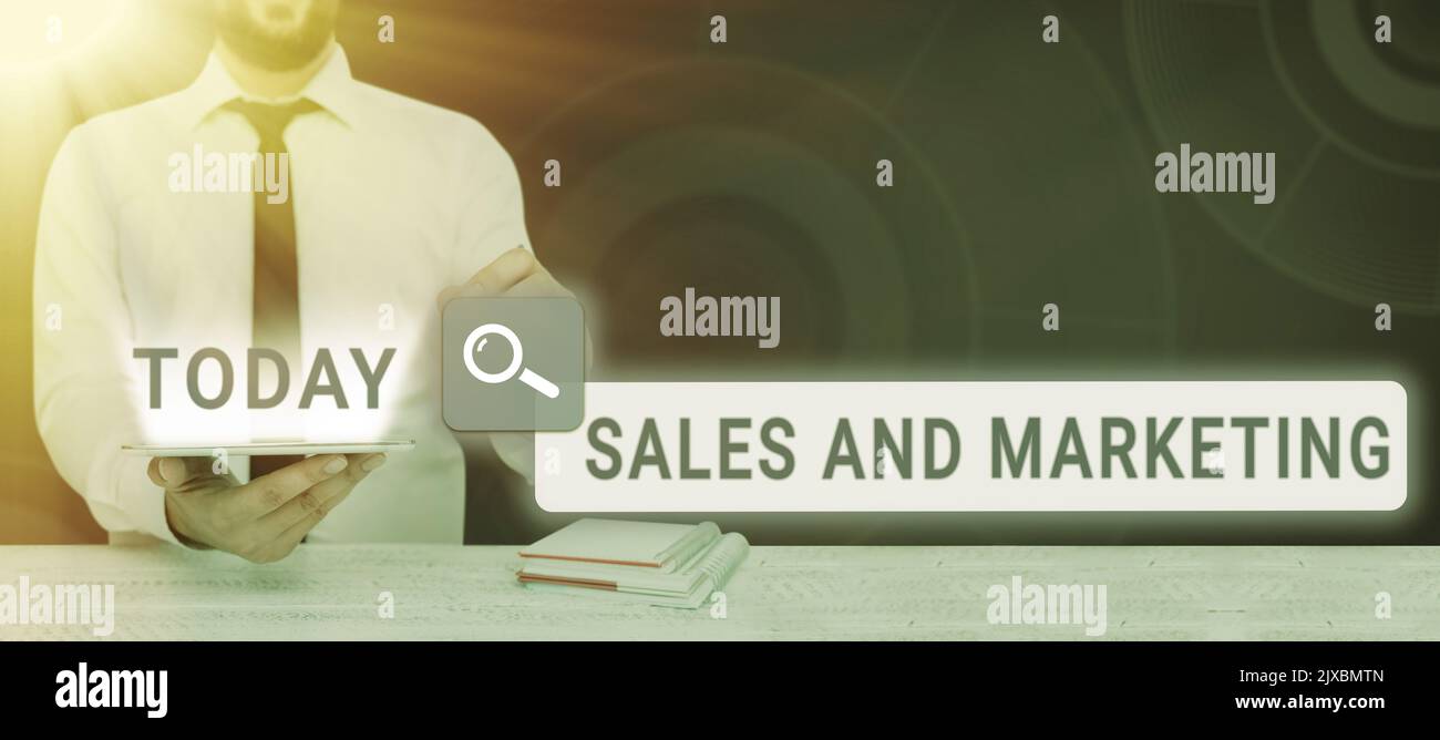 Writing displaying text Sales And Marketing. Business showcase ...