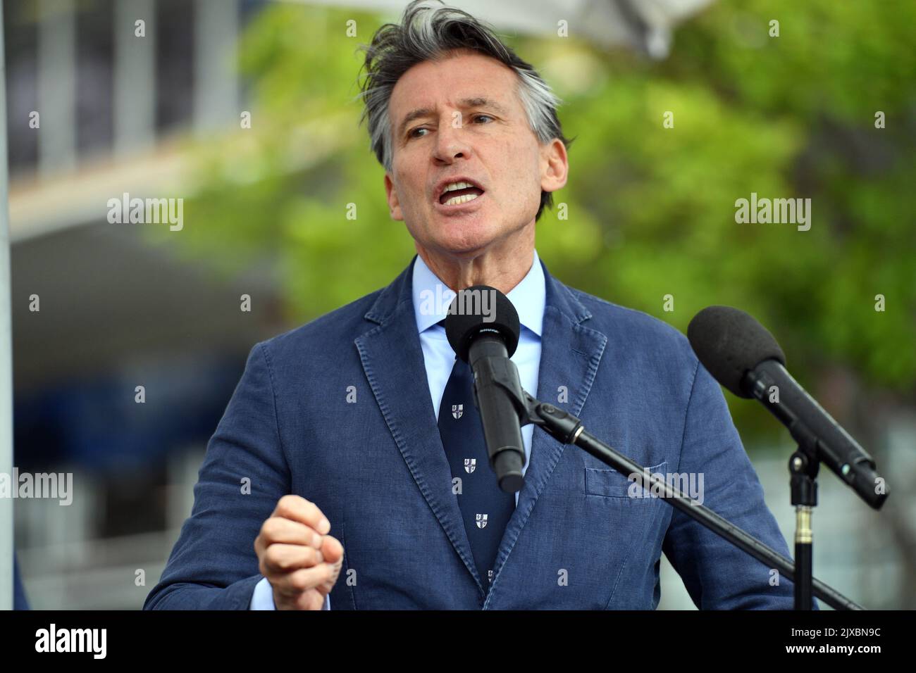 IAAF President, Lord Sebastian Coe speaks at the unveiling of bronze ...