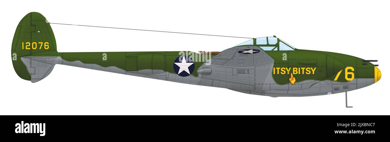 Lockheed P-38E Lightning (41-2076, “Itsy Bitsy”) piloted by George ...