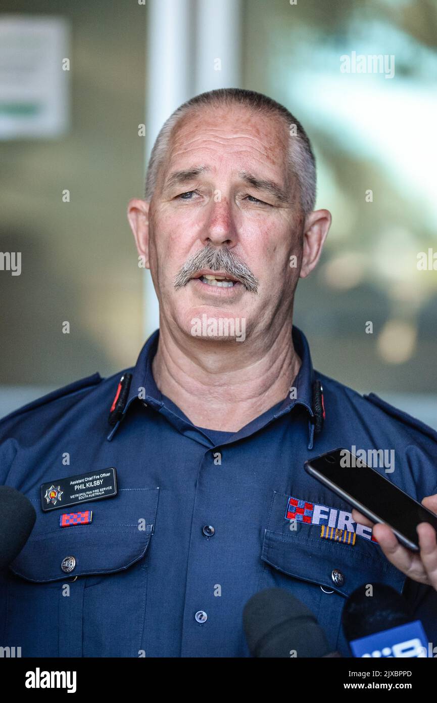 Assistant Chief fire officer of MFS Phil Kilsby speaks with the media ...