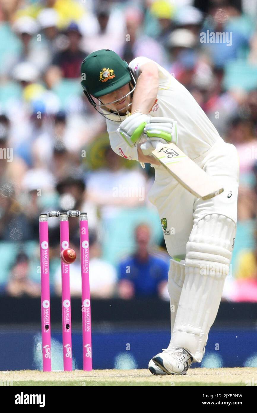 Australia's Cameron Bancroft is clean bowled by England's Stuart Broad ...