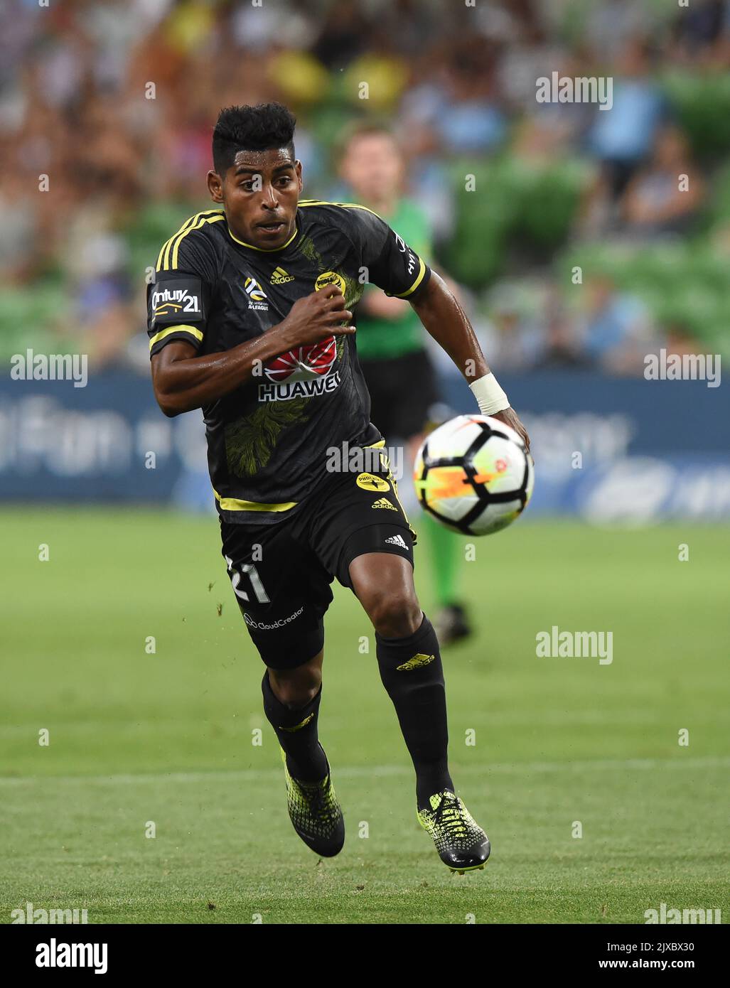 Roy Krishna of the Phoenix controls the ball during the Round 14 A ...