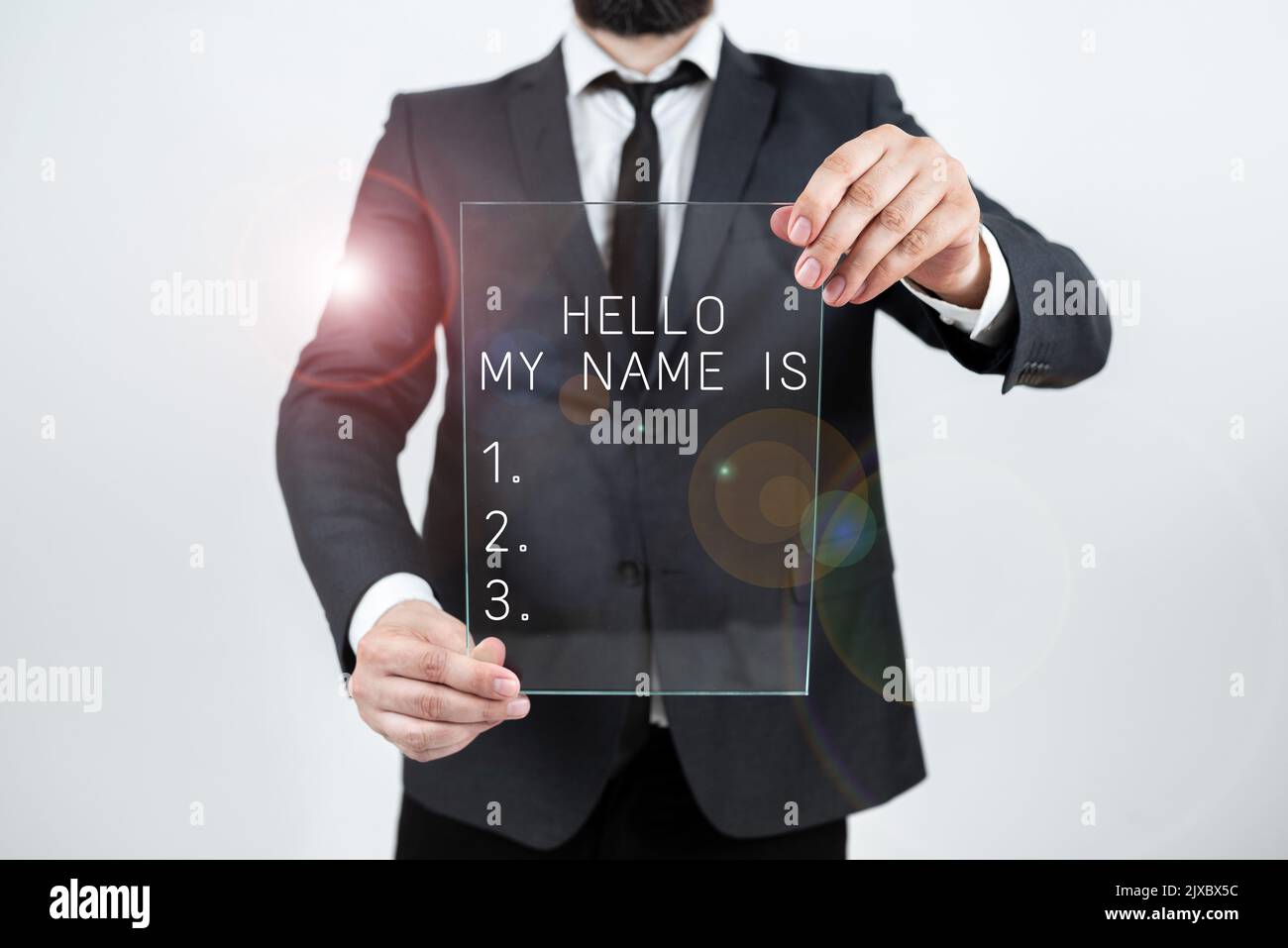 Hand writing sign Hello My Name Isintroducing yourself to new people ...