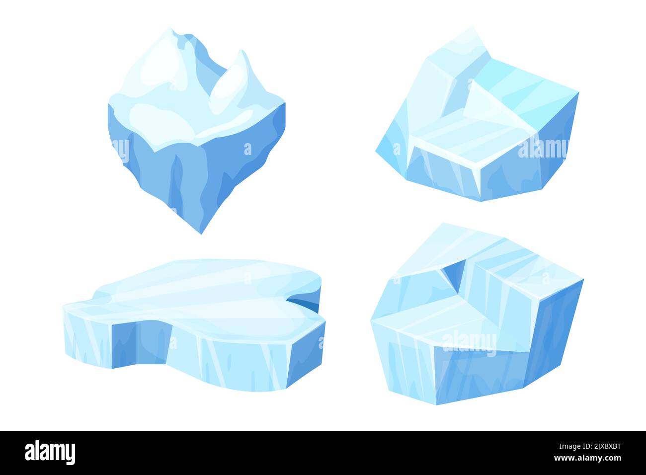 Set Ice floe, frozen water piece, iceberg in cartoon style isolated on ...