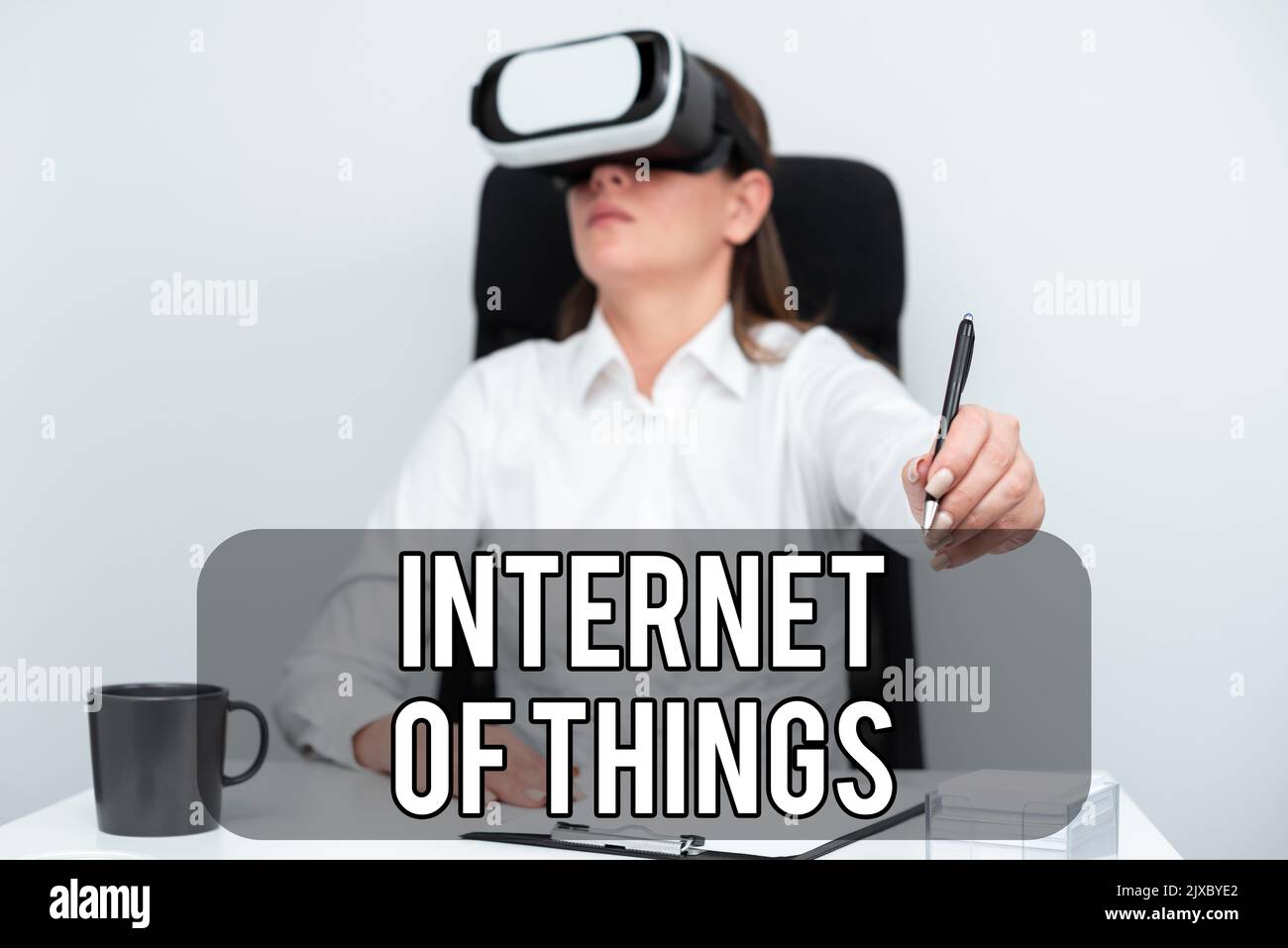 Text caption presenting Internet Of Thingsconnection of Devices to the ...