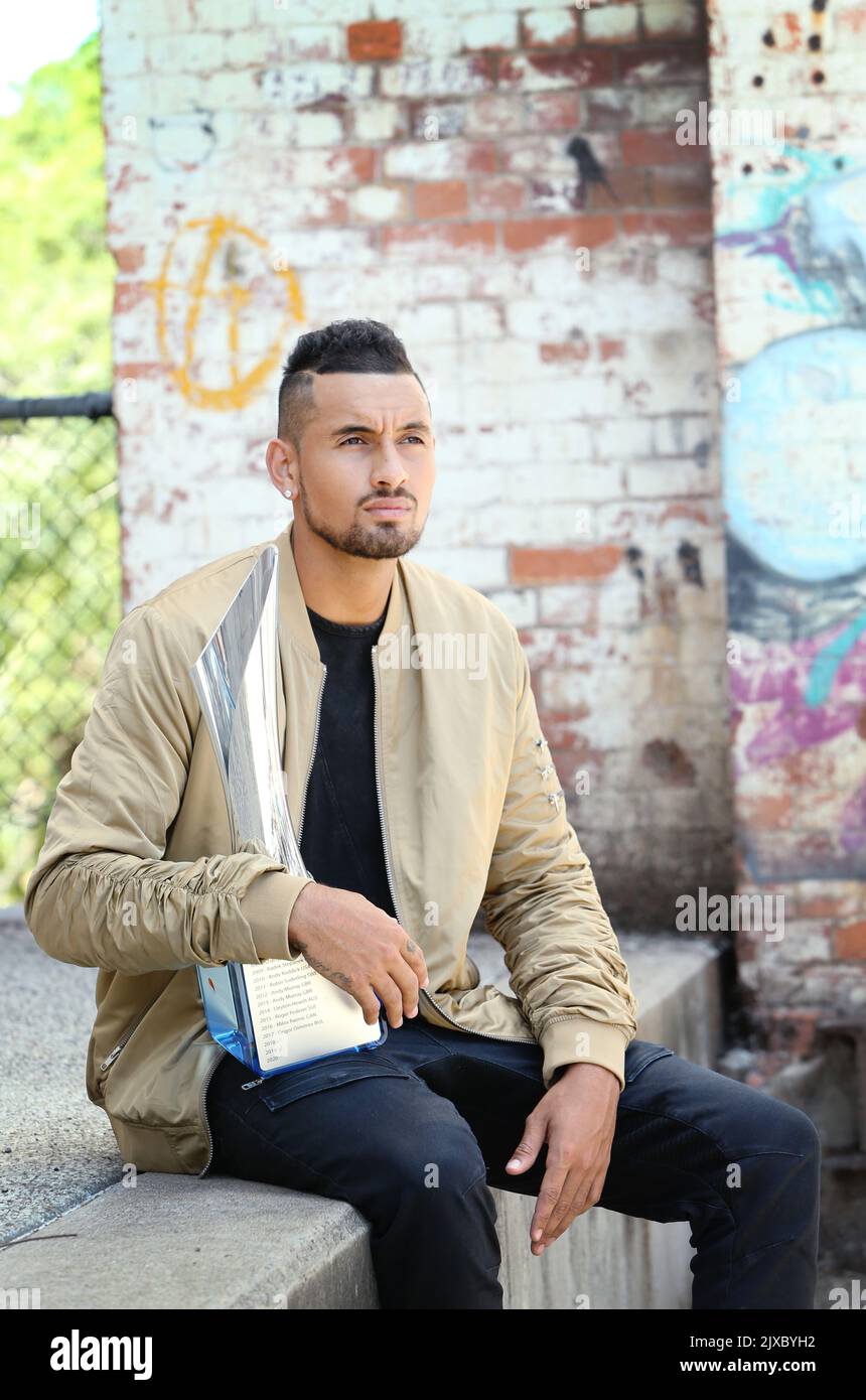 Tennis player Nick Kyrgios poses for the media with his Brisbane ...