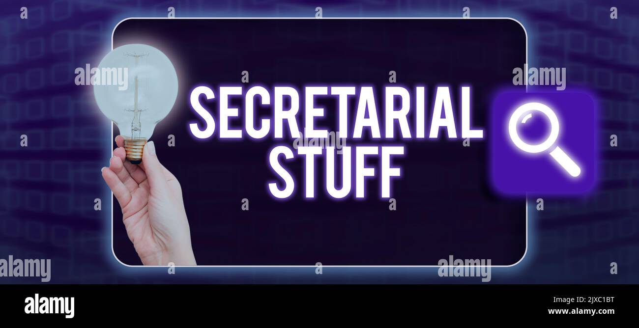 Text caption presenting Secretarial StuffSecretary belongings Things ...