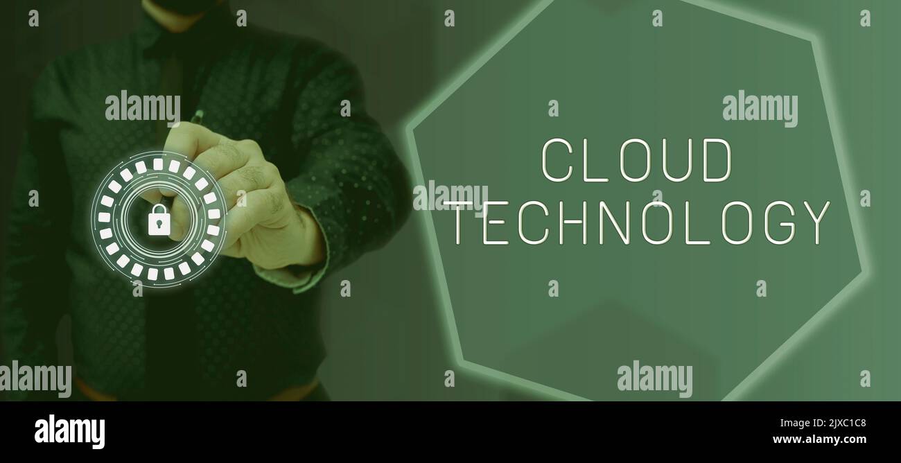 Handwriting text Cloud Technologystoring and accessing data and programs over Internet. Word ...