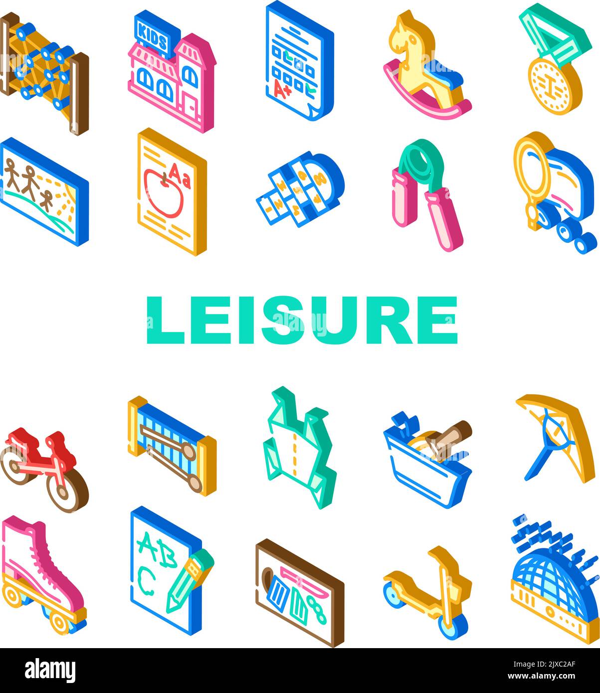 kid leisure child happy fun icons set vector Stock Vector Image & Art ...