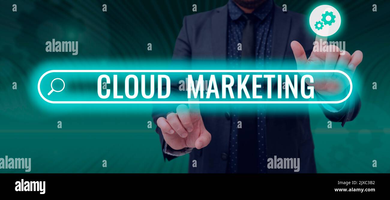 Hand writing sign Cloud MarketingThe process of an organisation to ...