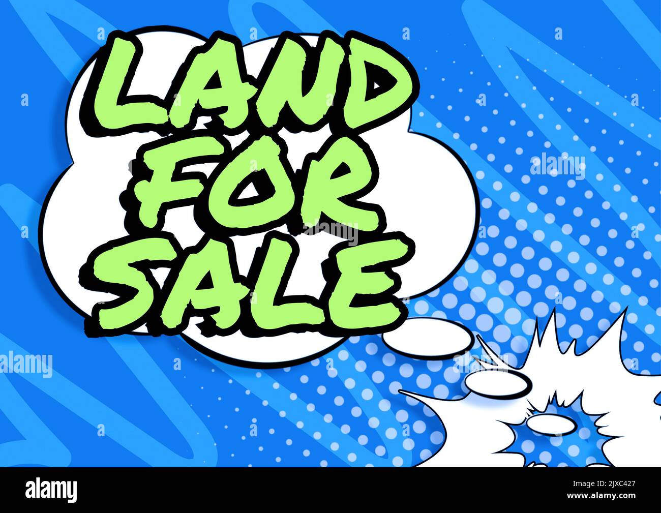 Text caption presenting Land For Sale. Concept meaning Real Estate Lot ...