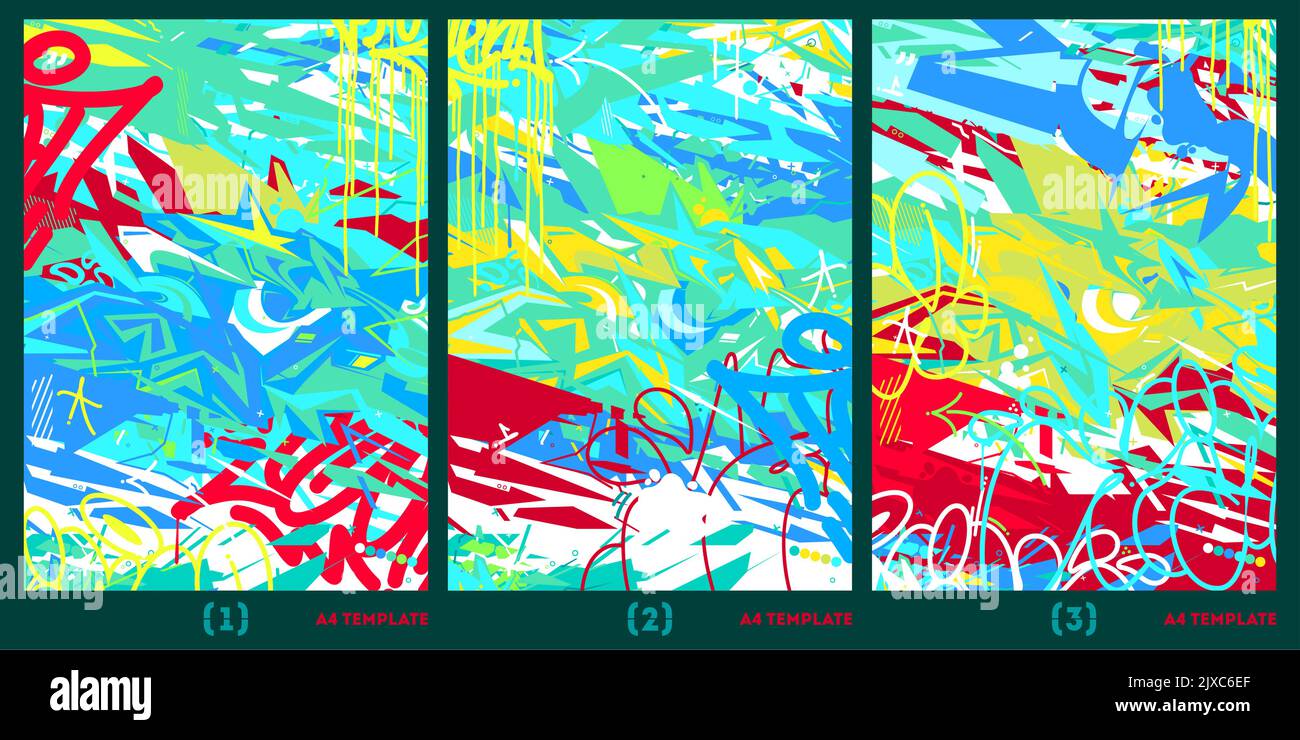 Abstract Urban Graffiti Style A4 Poster Vector Illustration Background ...