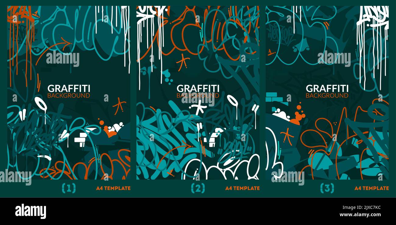 Dark Abstract Urban Graffiti Style A4 Poster Vector Illustration ...