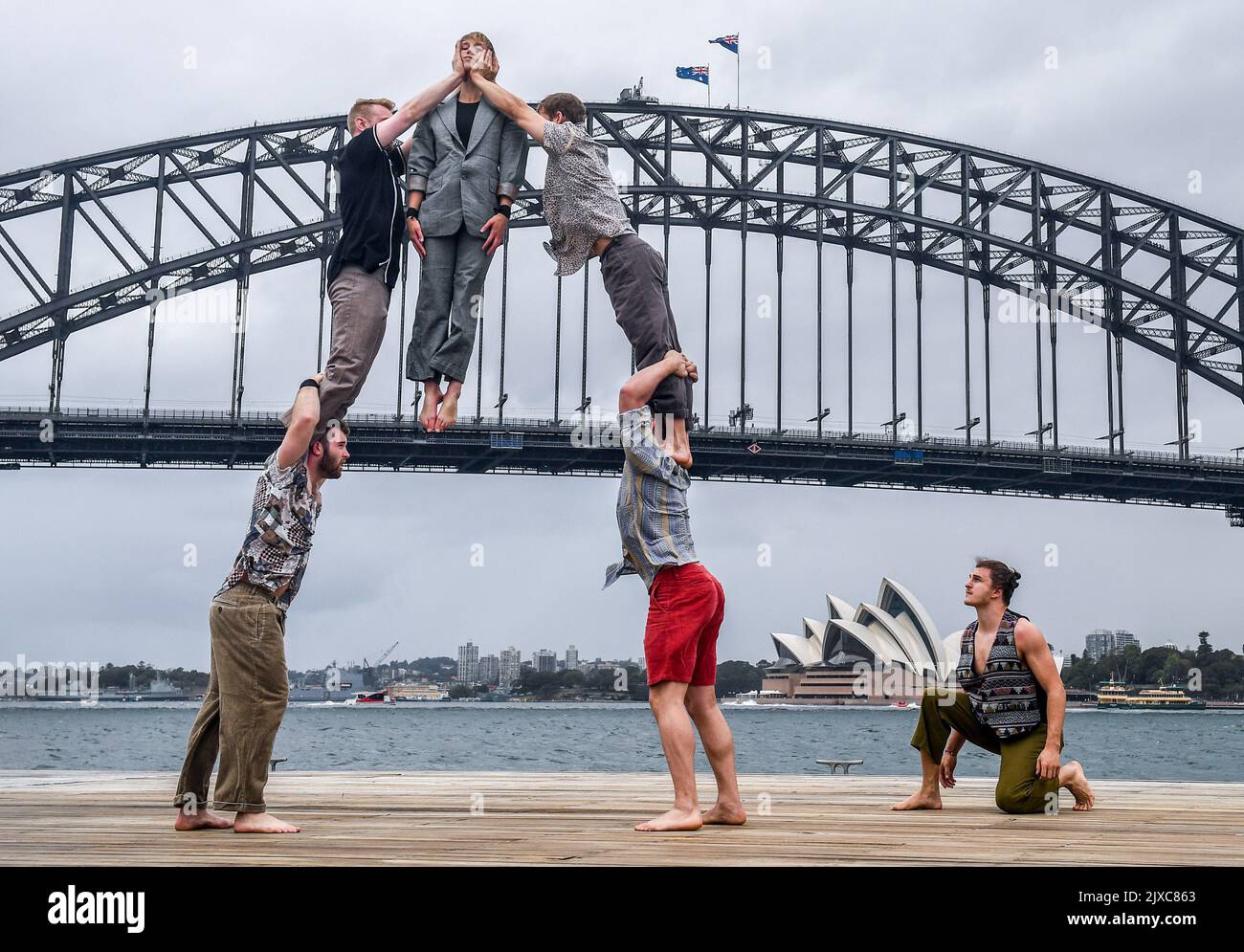Acrobats from Gravity & Myths Circus Company perform stunts on Sydney ...