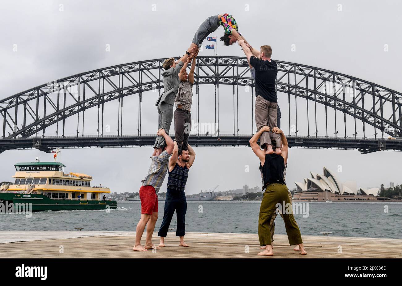Acrobats from Gravity & Myths Circus Company perform stunts on Sydney ...