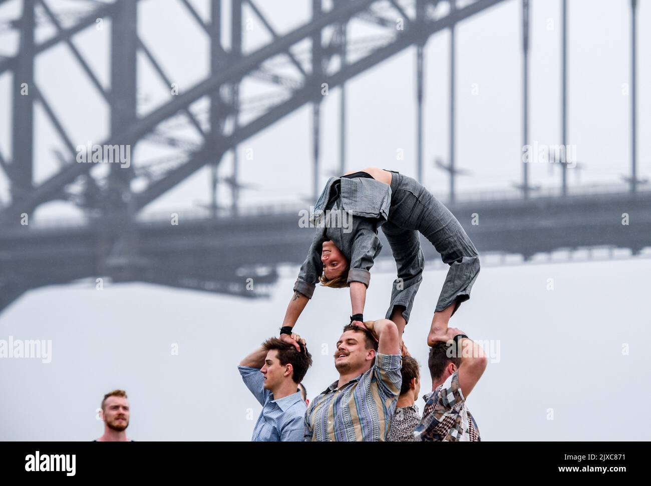 Acrobats from Gravity & Myths Circus Company perform stunts on Sydney ...