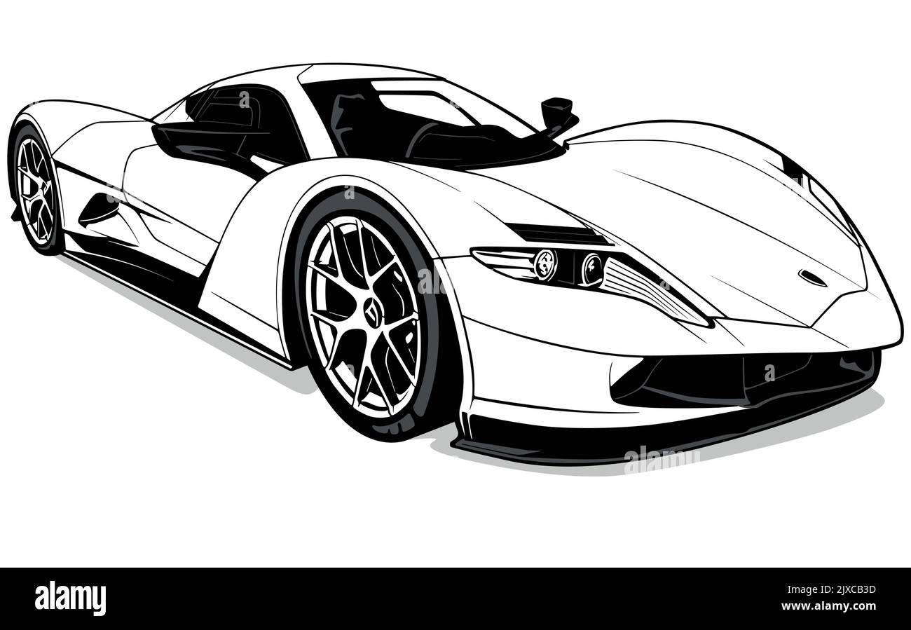 Drawing of a Luxury Sports Car from Front View Stock Vector Image & Art ...