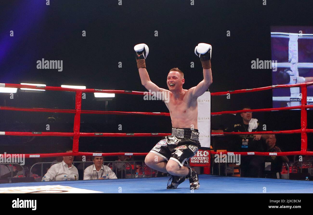 Kye Mackenzie reacts after defeating Emiliano Garcia of Argentina ...