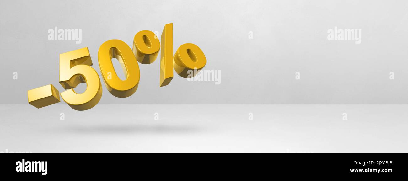 50% off discount. Offer sale. 3D illustration isolated on white ...