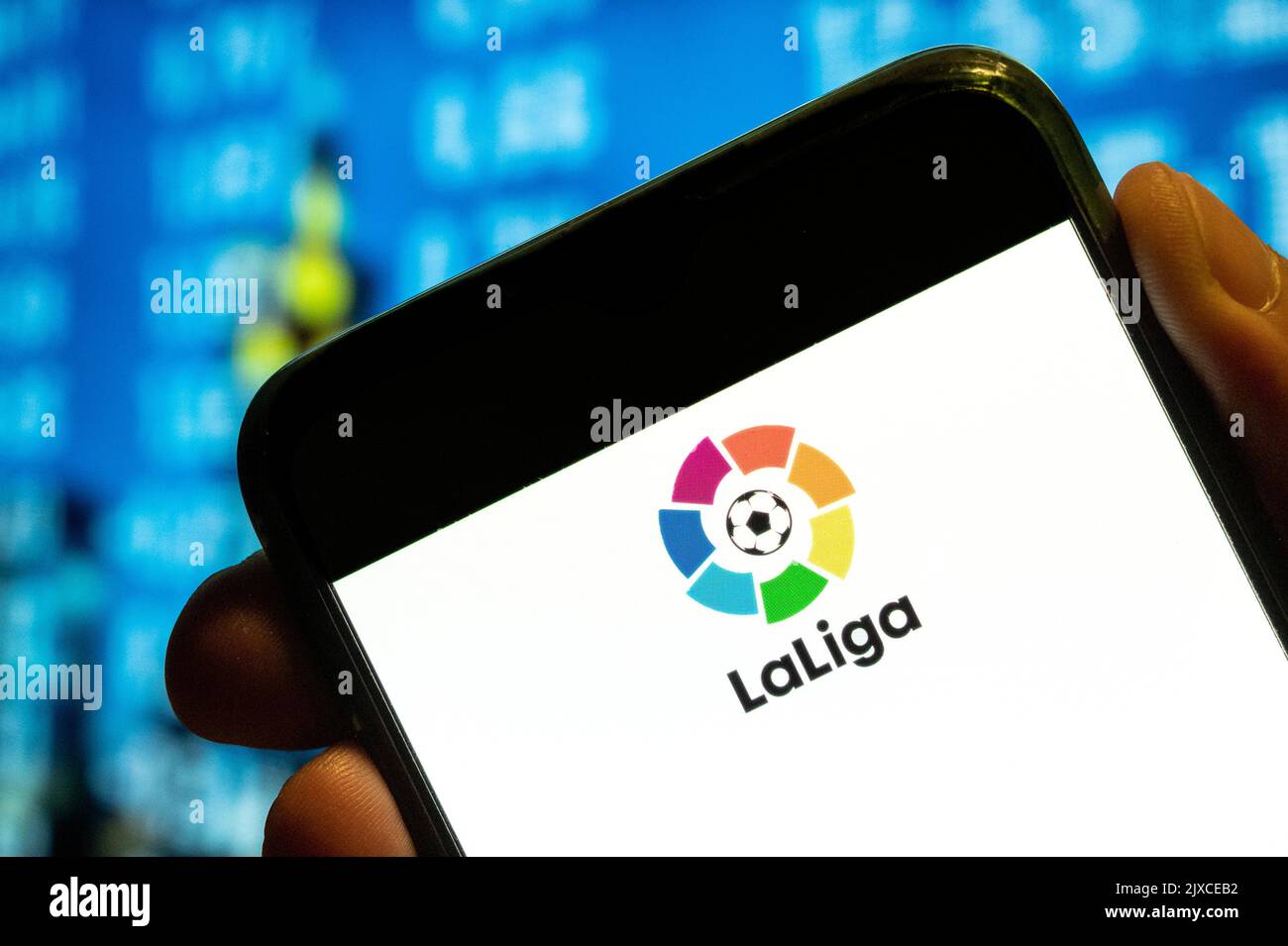 In this photo illustration, the Spanish professional football league ...