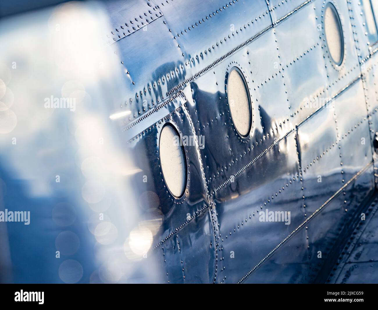 C-45G classic aeroplane rivets and polished shiny airframe surfaces as ...