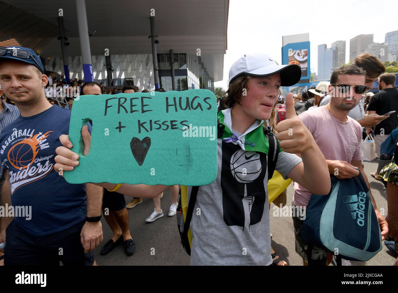 Spectators enjoy themselves on day five of the Australian Open tennis ...