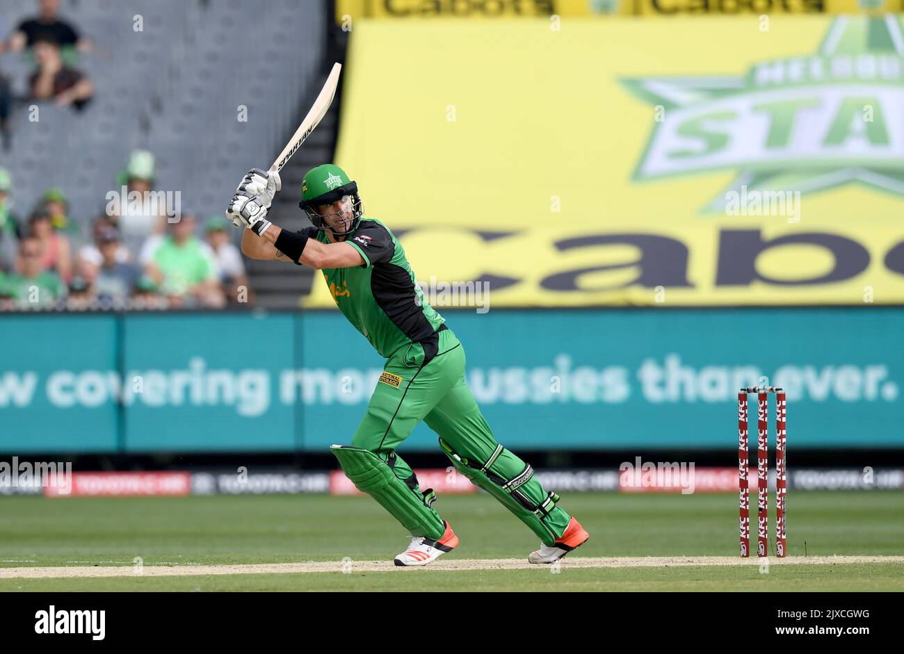 Kevin Pieterson of the Stars plays a shot during the Big Bash League ...
