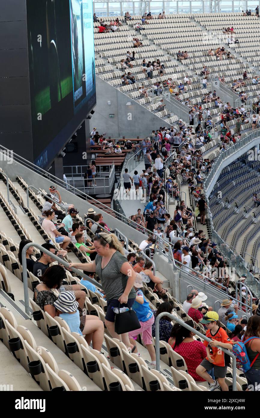 Members of the public explore the new Optus Stadium in Perth on Sunday ...