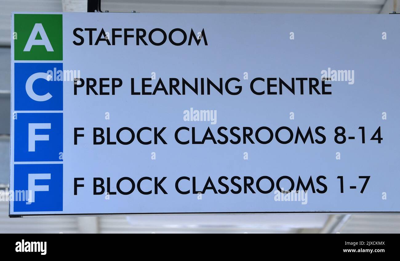 Signage is seen at a primary school in Logan City, Brisbane, Monday ...