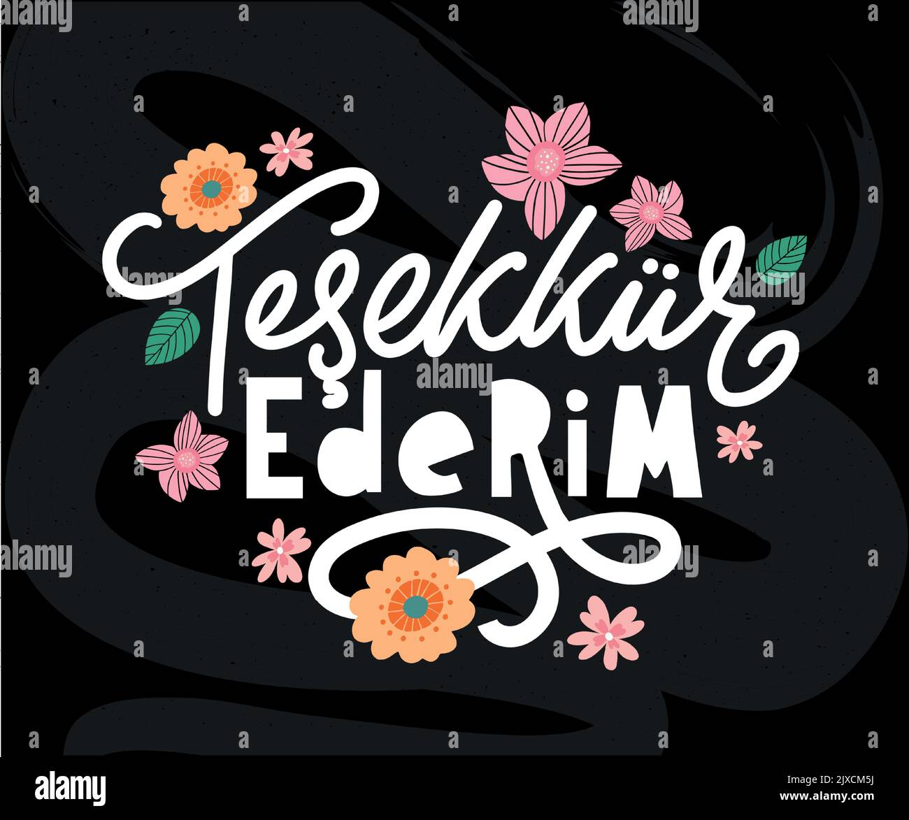 Text in the Turkish: Thank you. Lettering. Ink illustration. Modern ...