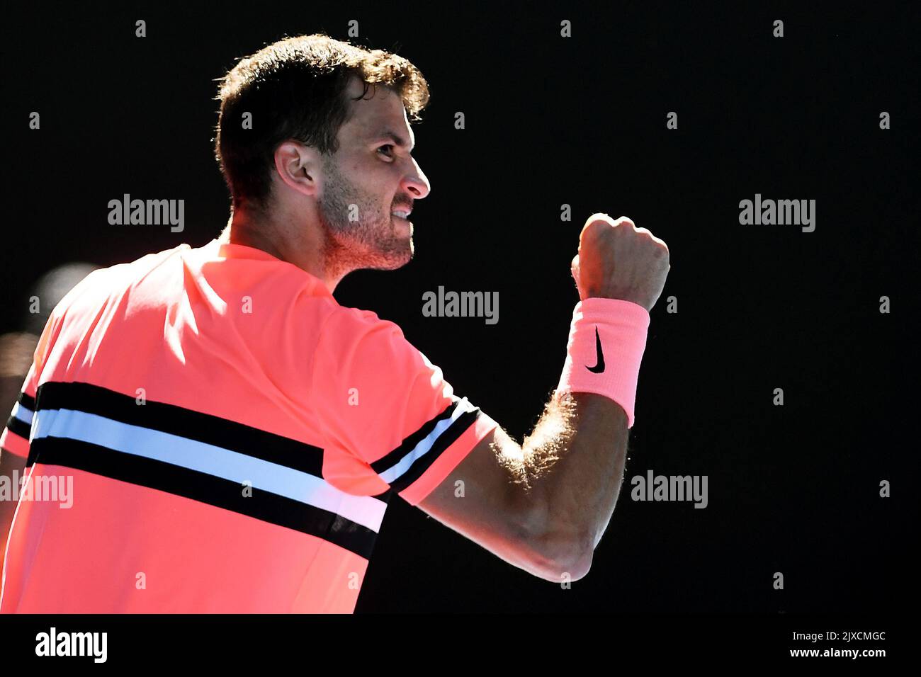 Grigor Dimitrov of Bulgaria in action against Kyle Edmund of Great ...
