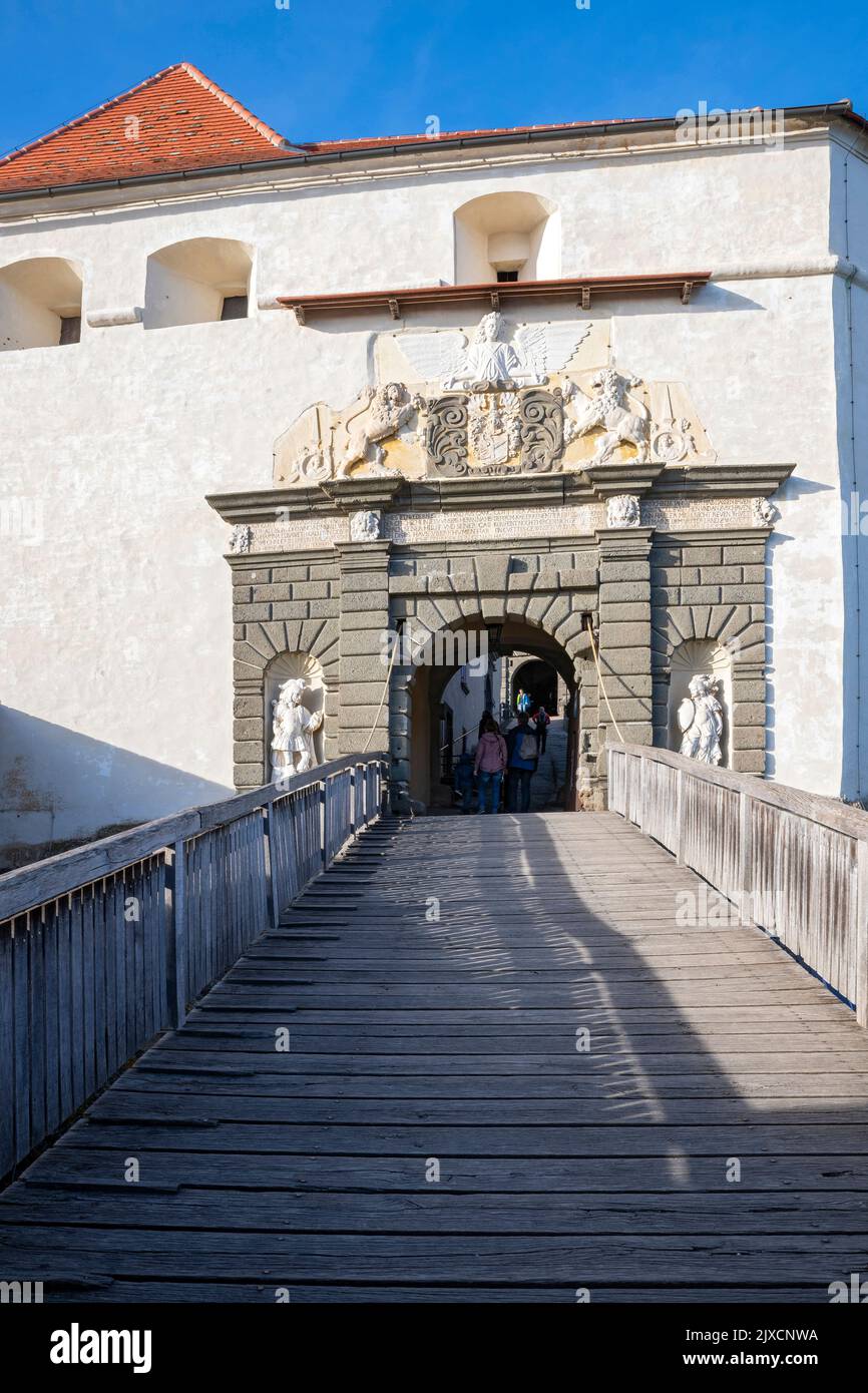 Wenzel gate, the main entrance (1653) to Riegersburg Castle. Styria ...