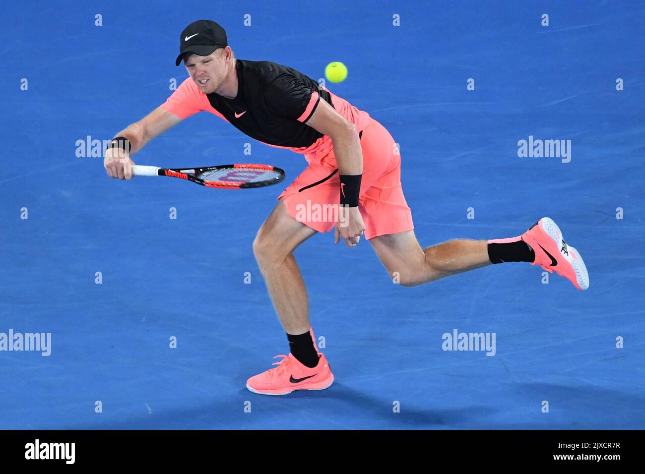 Kyle Edmund of Great Britain in action against Marin Cilic of Croatia ...