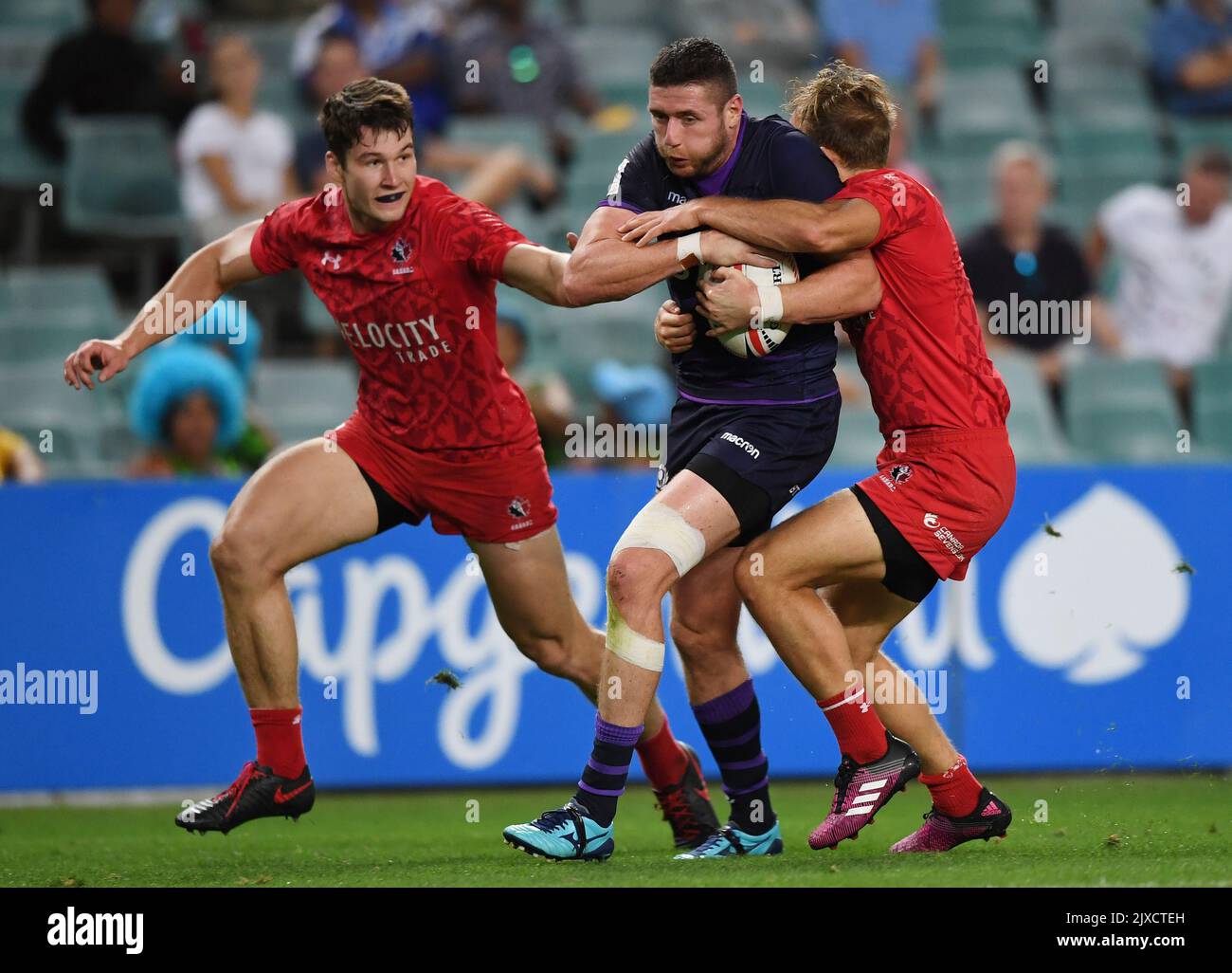 Jack Cuthbert of Scotland runs with the ball during their mens Pool D ...