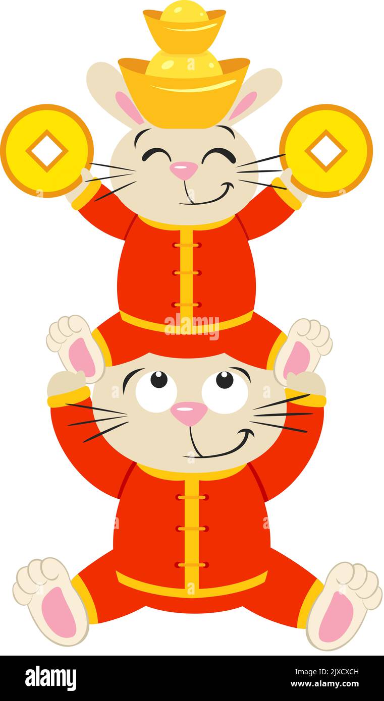 Cute happy chinese zodiac rabbits Stock Photo - Alamy