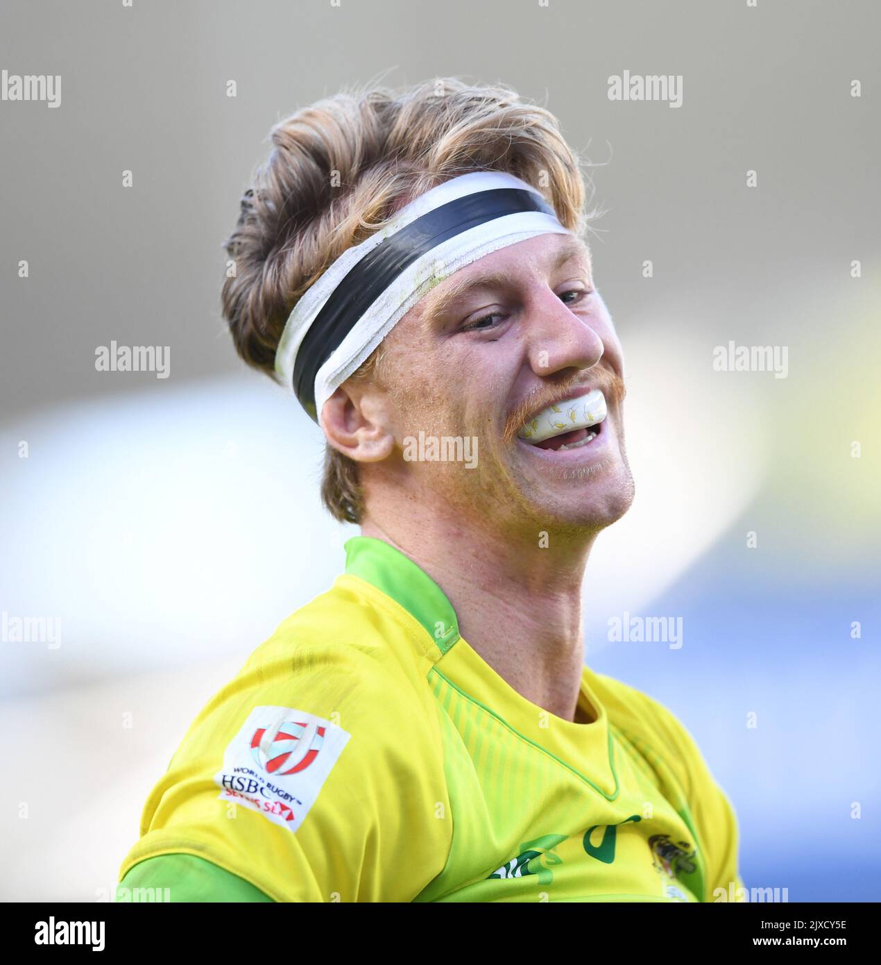 Ben O'Donnell of Australia smiles after scoring a try against Argentina ...