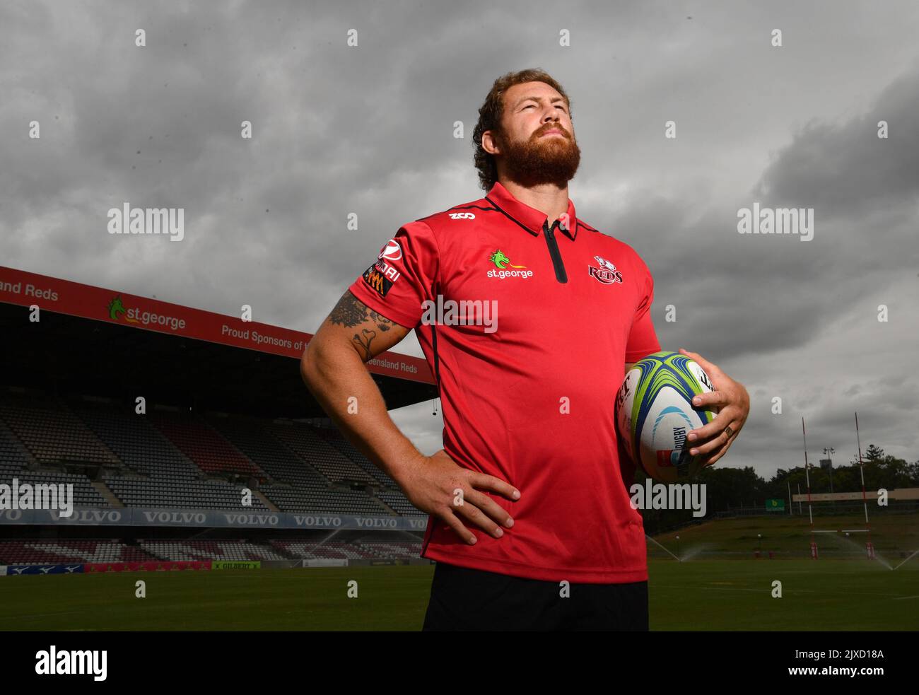 New Queensland Reds captain Scott Higginbotham is seen posing for a ...