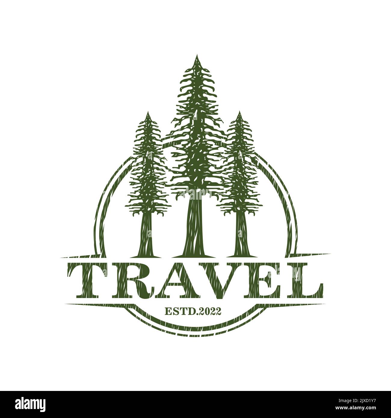 Vintage pine forest three pine tree illustration logo, design template ...