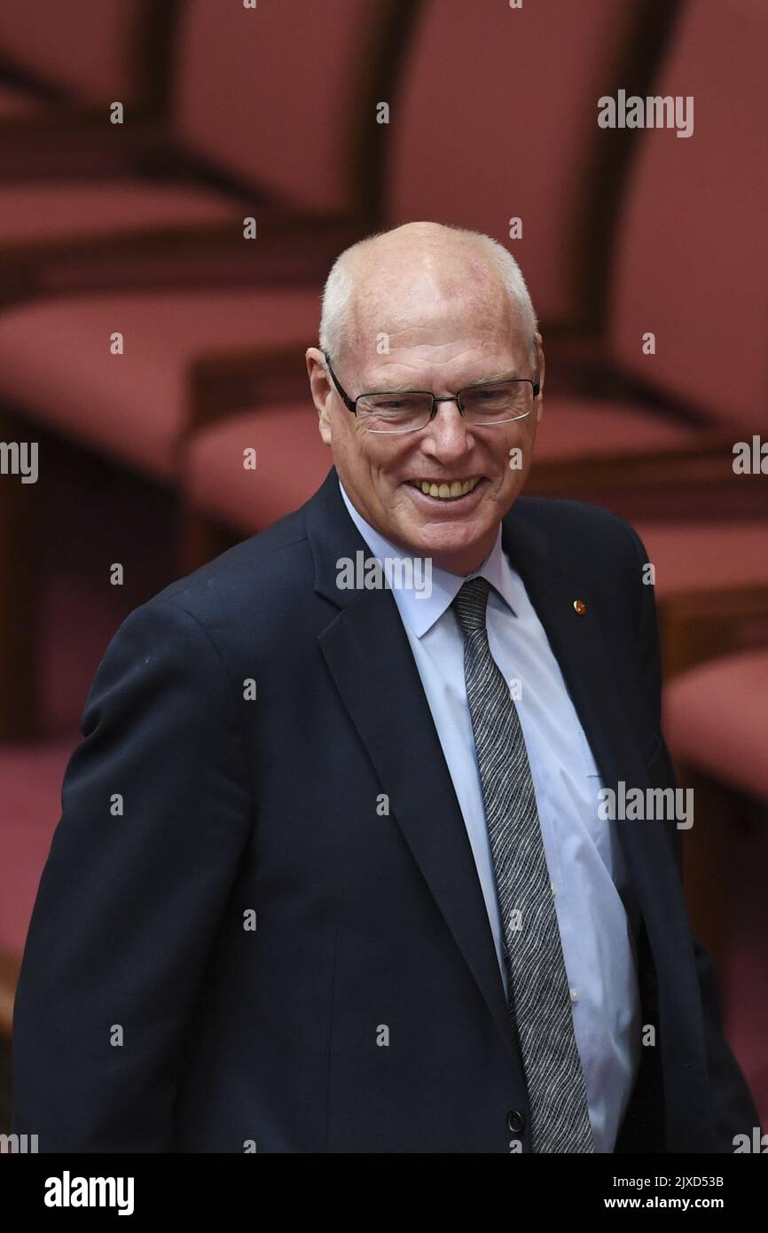 Liberal Senator Jim Molan reacts after being sworn in as Senator in the ...