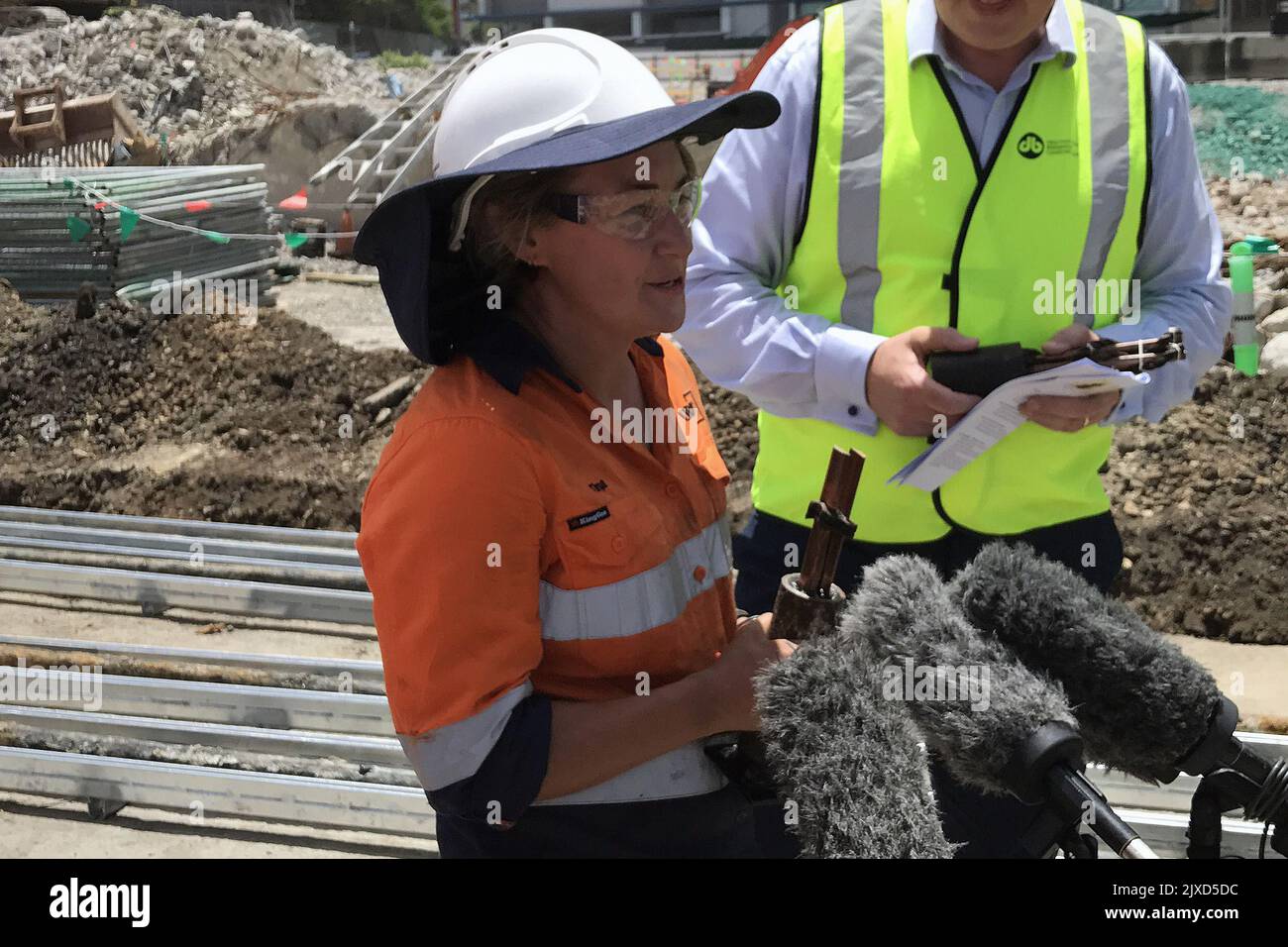Archaeologist Tina King speaks to the media after construction workers ...
