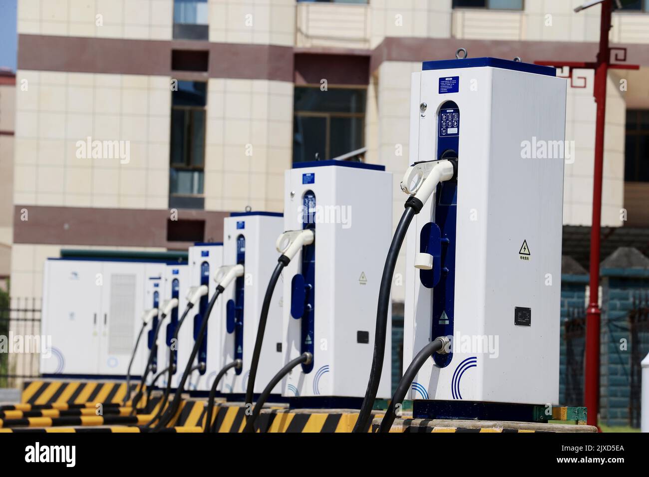 LIUZHOU, CHINA - SEPTEMBER 7, 2022 - Charging piles are seen at an integrated energy service ...