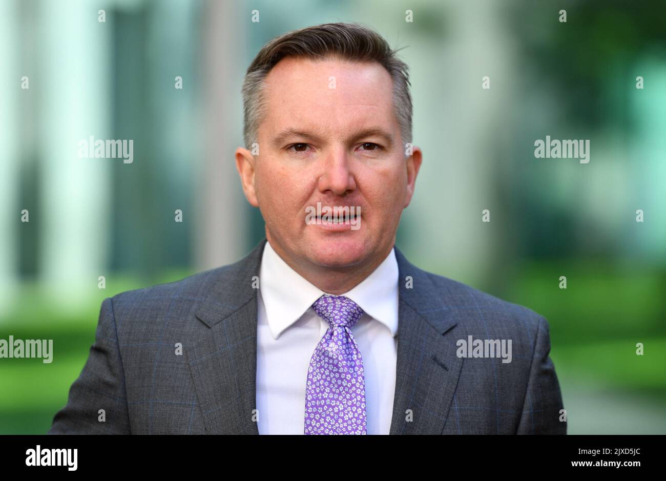 Shadow Treasurer Chris Bowen at a press conference at Parliament House ...
