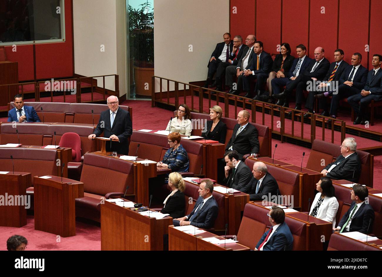 Former Attorney-General George Brandis makes his valedictory speech in ...