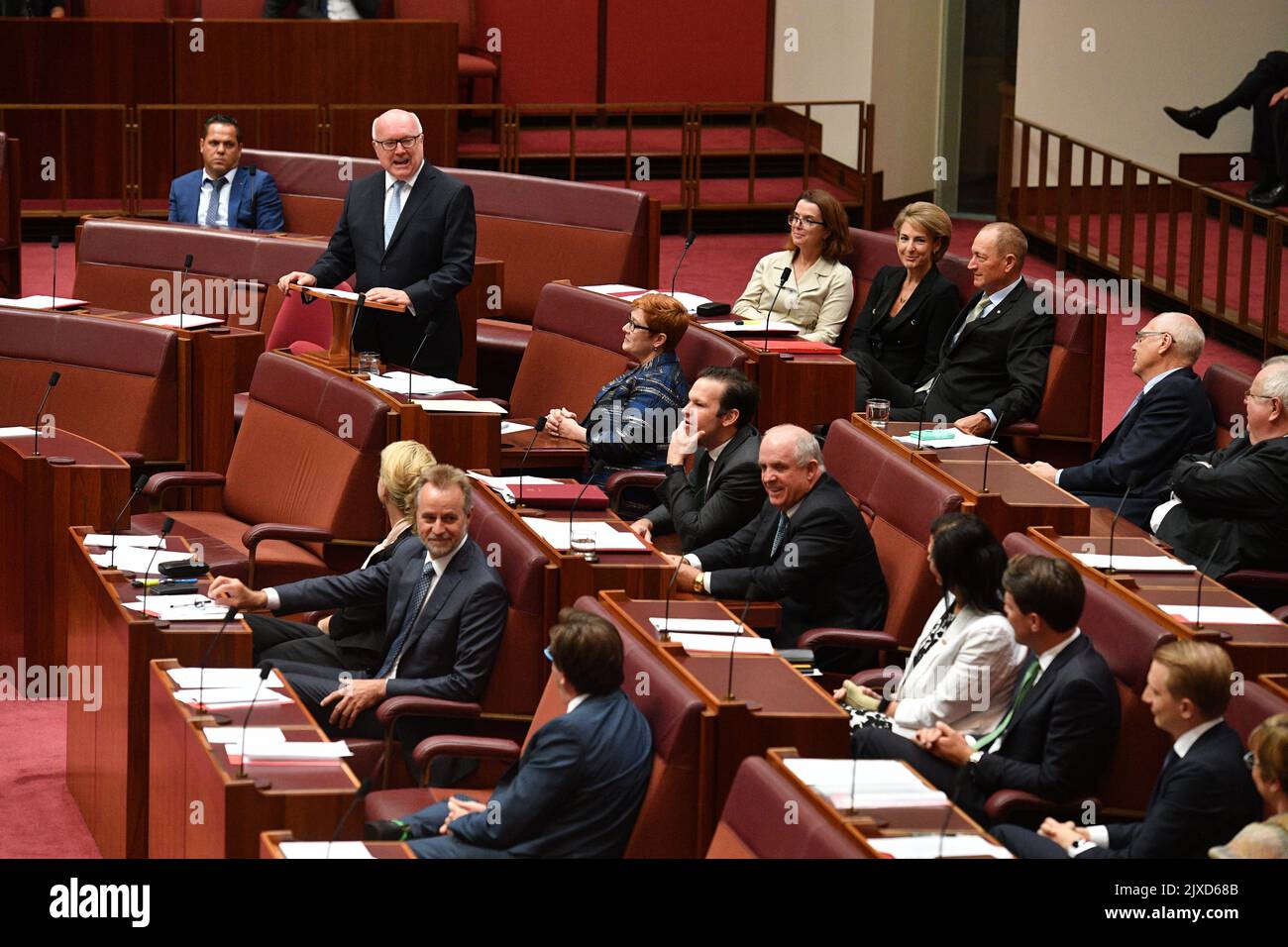 Former Attorney-General George Brandis makes his valedictory speech in ...
