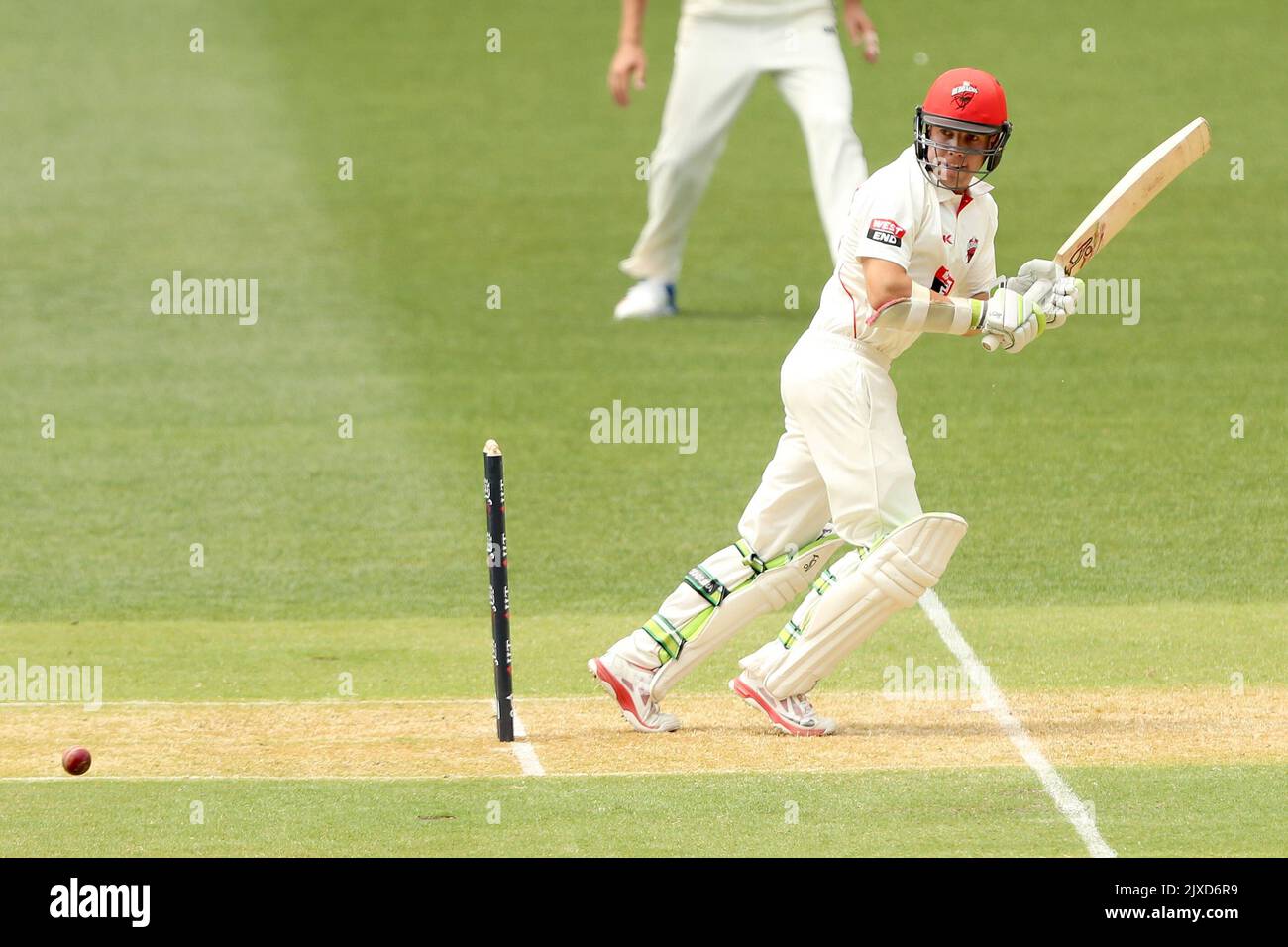 Harry Nielsen of the Redbacks plays a shot during day 1 of the round 6 ...