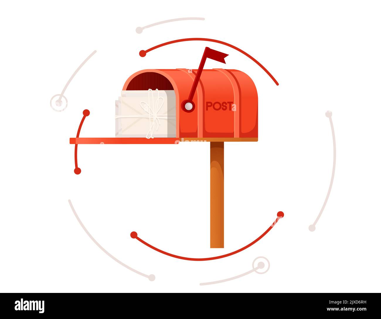 Red classic mailbox with paper envelope delivery concept vector ...