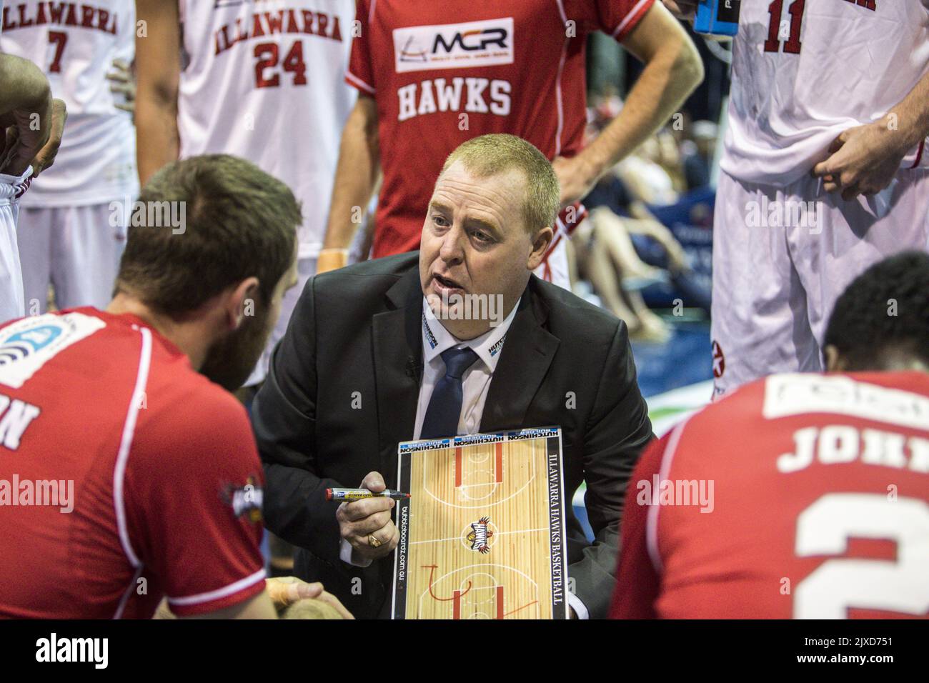Illawarra Hawks coach Rob Beveridge in action during the Round 18 NBL ...